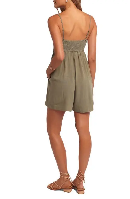 PETAL & PUP Quinley Linen Romper - Olive