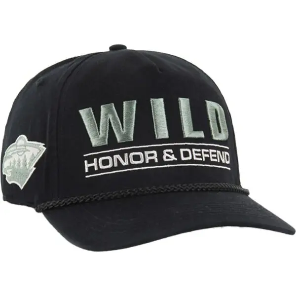 '47 Minnesota Wild Oht Military Appreciation Homeland Honor And Defend Hitch Adjustable Hat - Black