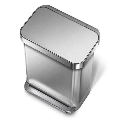 SIMPLEHUMAN 55l Rectangular Step Can With Liner Pocket - Brushed