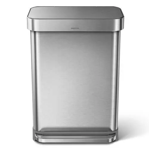 SIMPLEHUMAN 55l Rectangular Step Can With Liner Pocket - Brushed
