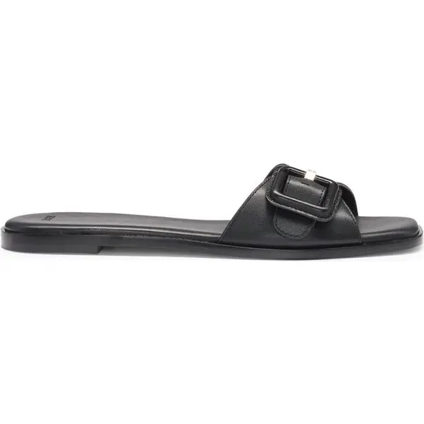 BOSS Charlize Leather Slide Sandal - Black