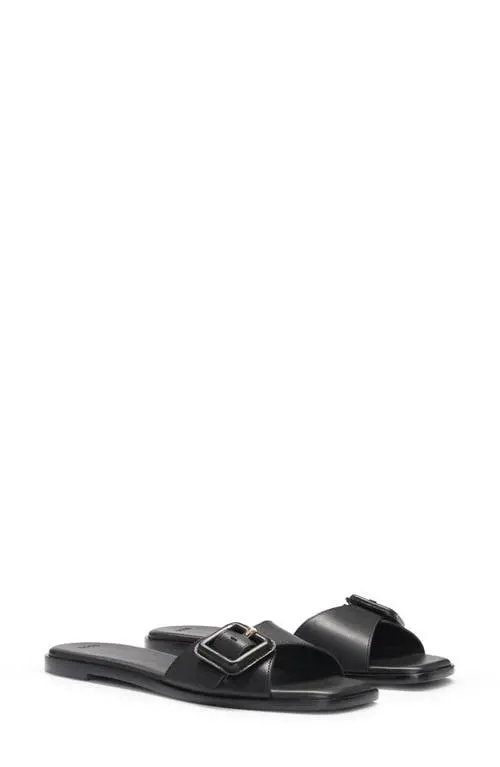 BOSS Charlize Leather Slide Sandal - Black