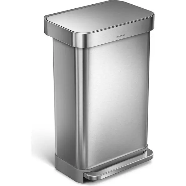 SIMPLEHUMAN 45l Rectangular Step Can With Liner Pocket - Brushed