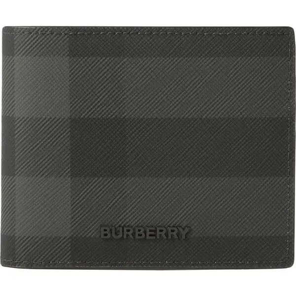 Burberry Check Slim Bifold Wallet - Charcoal