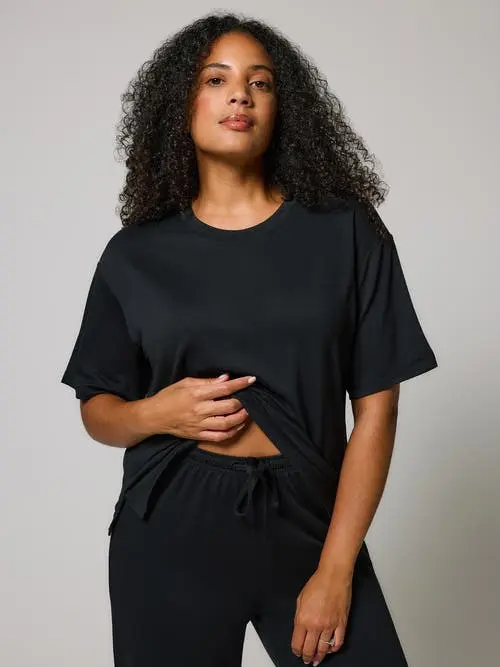 LOVALL Soft Touch Wide Leg Lounge Set - Black