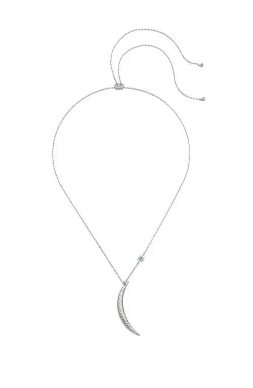 SATYA JEWELRY Illuminated Path Moon Pendant Necklace