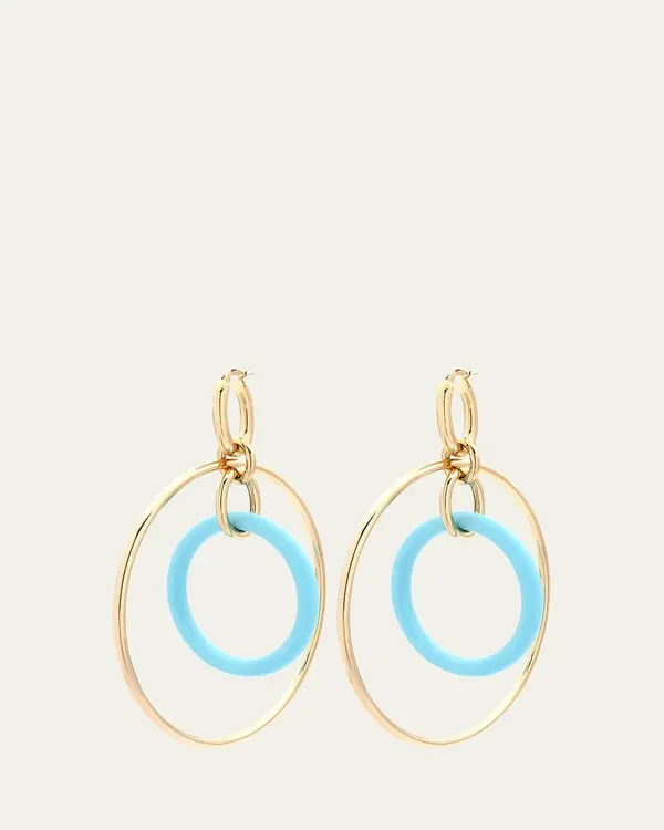 FARAONE MENNELLA BY R.F.M.A.S. 18k Yellow Gold Turquoise Orbite Dangle Earrings - Yg