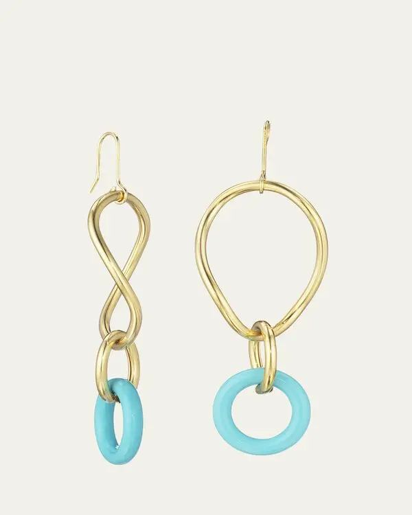 FARAONE MENNELLA BY R.F.M.A.S. 18k Yellow Gold Turquoise Dangle Earrings