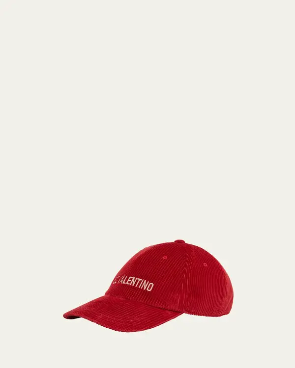 Valentino Garavani Corduroy Baseball Cap - Red/nude