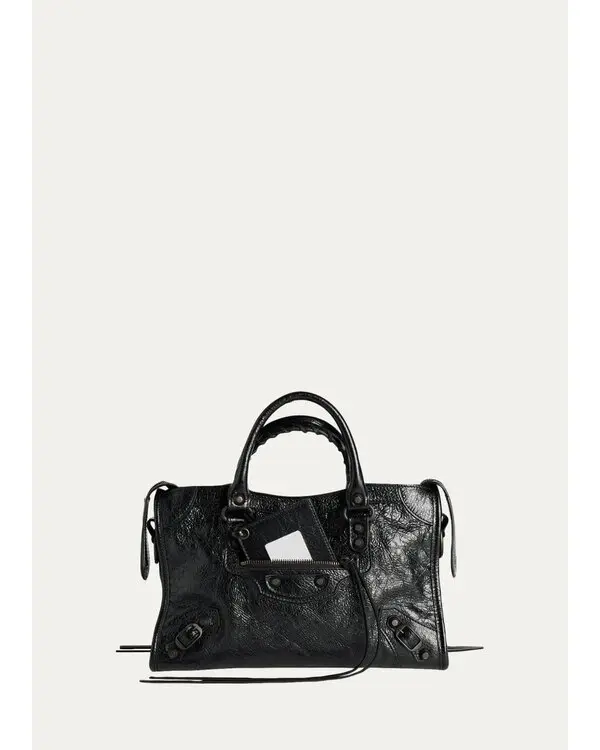 Balenciaga Le City Small Leather Top-handle Bag - Washed Noir