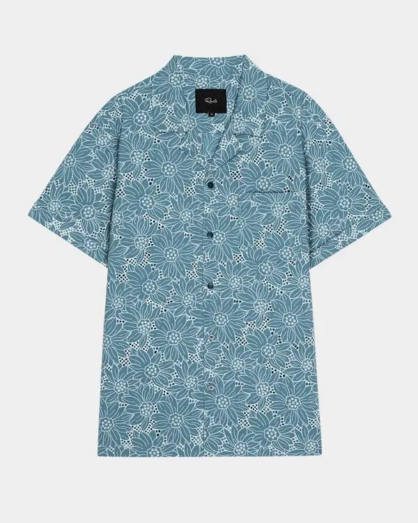 Rails Tyler Cotton Floral Camp Shirt - Multi Blue Sunflower