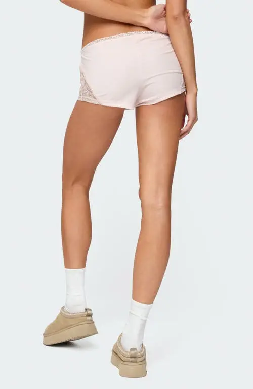 EDIKTED Arcadia Lace Trim Shorts - Light-pink