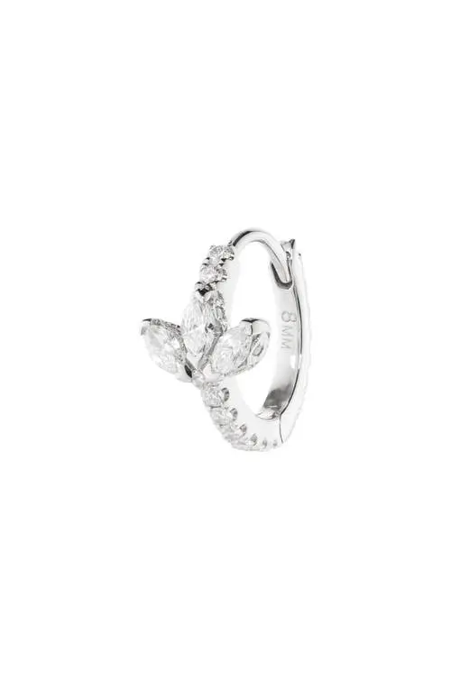 MARIA TASH Diamond Lotus Eternity Huggie Hoop Earring - 18k White Gold/ Diamond