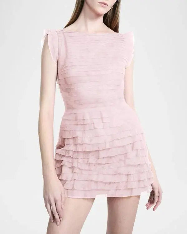 Bcbgmaxazria Sleeveless Tiered Tulle Mini Dress
