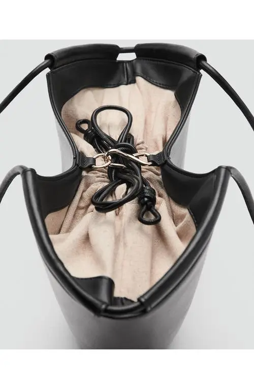 Mango Faux Leather Double Handle Bucket Bag