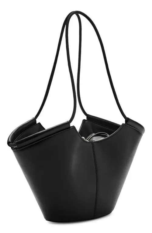 Mango Faux Leather Double Handle Bucket Bag