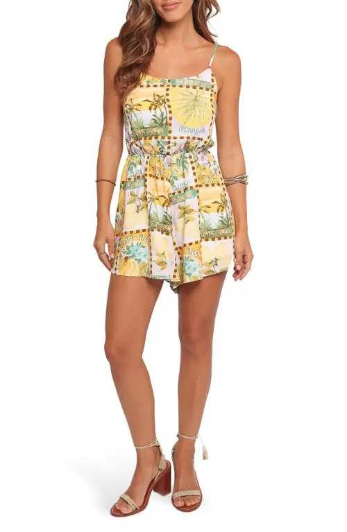 PETAL & PUP Raffaella Bow Back Romper - Tropical Sun