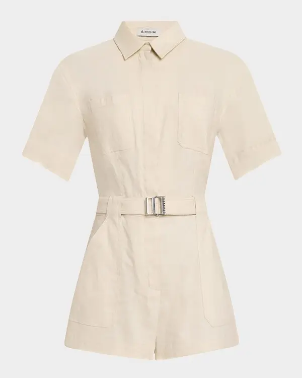 Simkhai Aspen Belted Romper - Sand