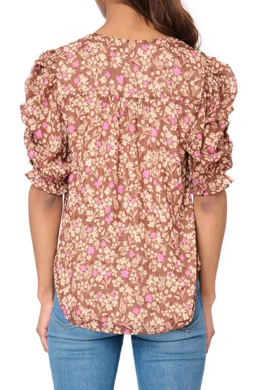 GIBSONLOOK Floral Print Puff Sleeve Top
