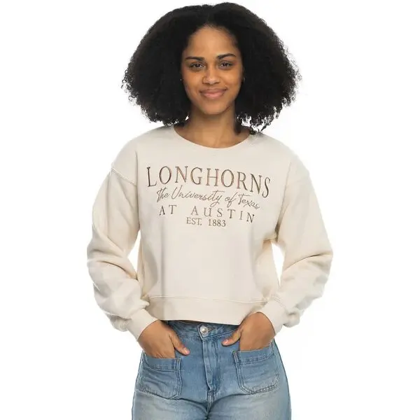 ZOOZATZ Texas Longhorns Cropped Crewneck Sweatshirt