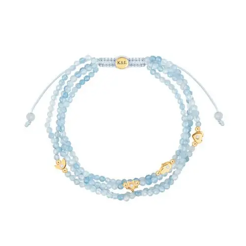 KARMA AND LUCK Aquamarine Beaded Bracelet With Charms - Light Blue