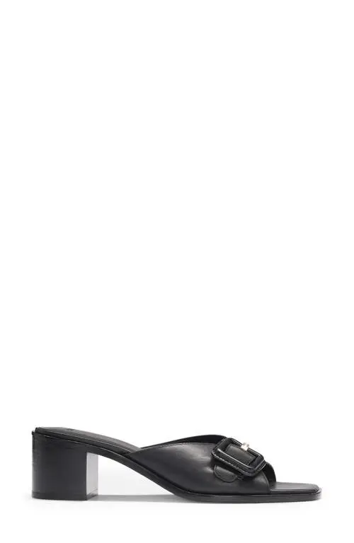 BOSS Leather Block Heel Slide Sandal
