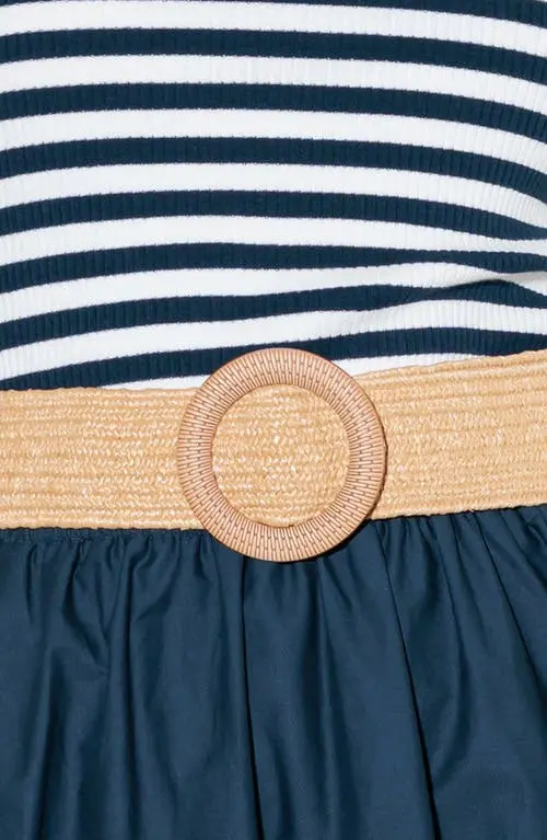 FREEMARKET Belted Mixed Media Midi Dress