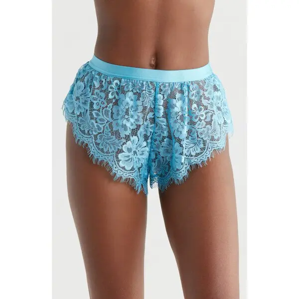 KILO BRAVA Embroidered Lace Tap Boyshorts - Blue