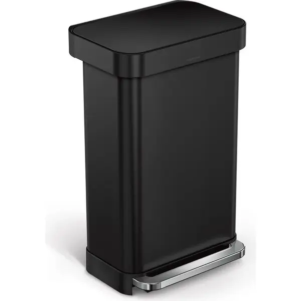 SIMPLEHUMAN 45l Rectangular Step Can With Liner Pocket - Matte Black