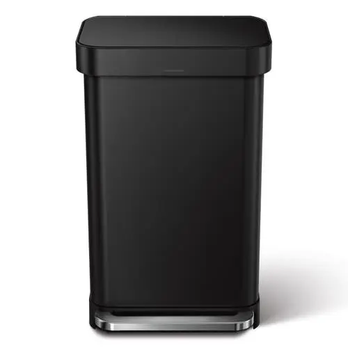 SIMPLEHUMAN 45l Rectangular Step Can With Liner Pocket - Matte Black