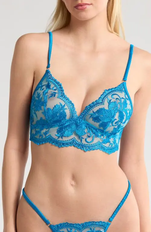 KILO BRAVA Embroidered Longline Bralette - Blue