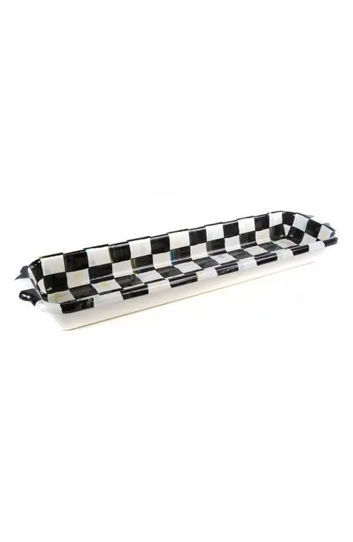 MACKENZIE-CHILDS Courtly Check Enameled Steel Baguette Dish - Black/ White