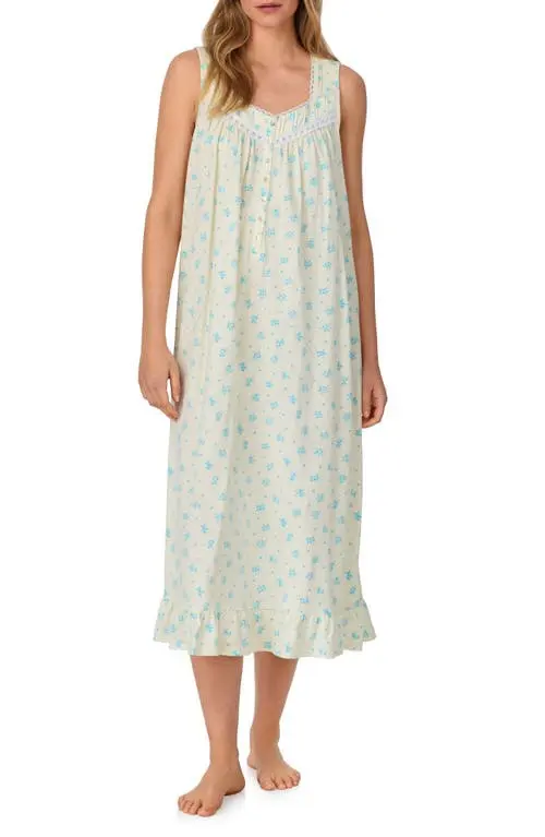 Eileen West Sleeveless Cotton Ballet Nightgown - Yellow Print