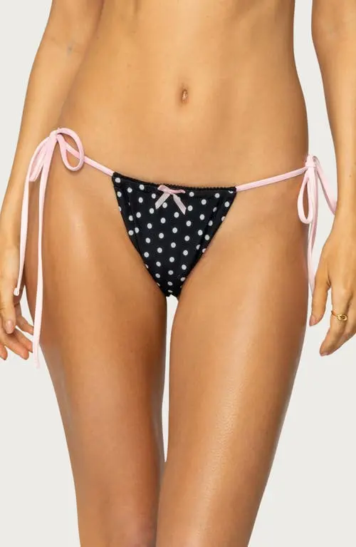 EDIKTED Leigh Polka Dot Bikini Bottom - Black-and-white