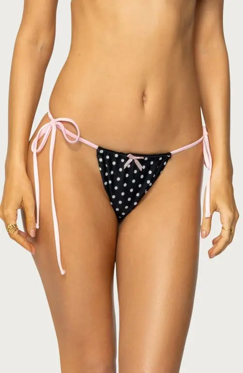 EDIKTED Leigh Polka Dot Bikini Bottom - Black-and-white