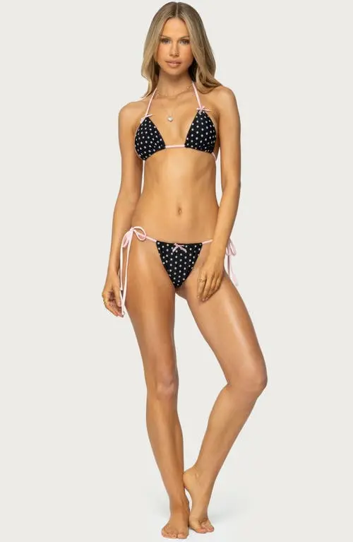 EDIKTED Leigh Polka Dot Bikini Bottom - Black-and-white