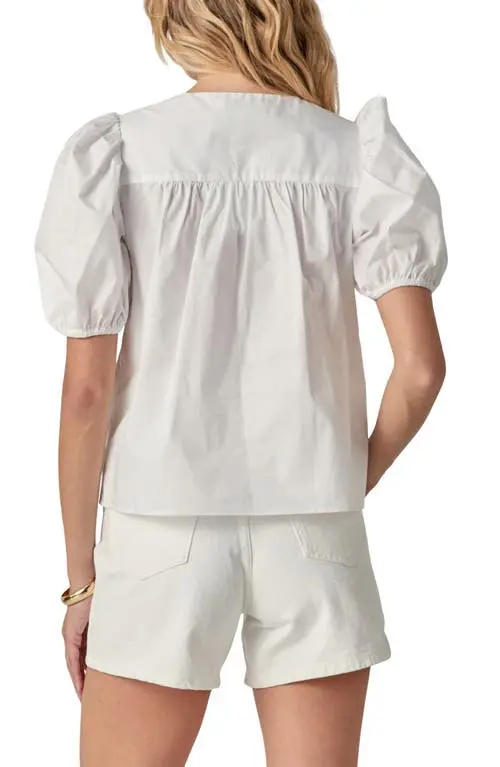 English Factory Rickrack Trim Tie Front Cotton Top