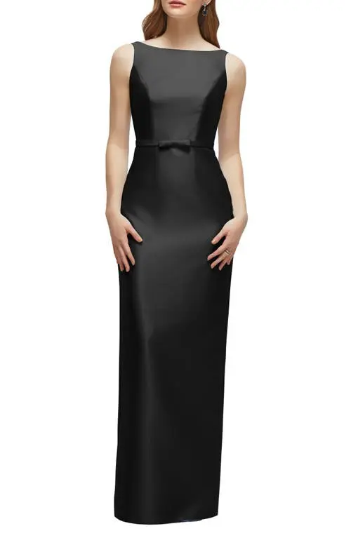 Alfred Sung Sleeveless Satin Twill Column Gown - Black