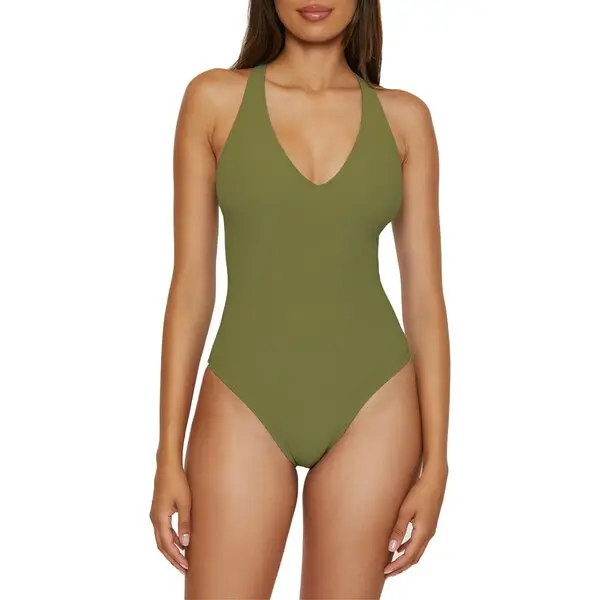 BCA BY REBECCA VIRTUE Ribbed One-piece Swimsuit - Army