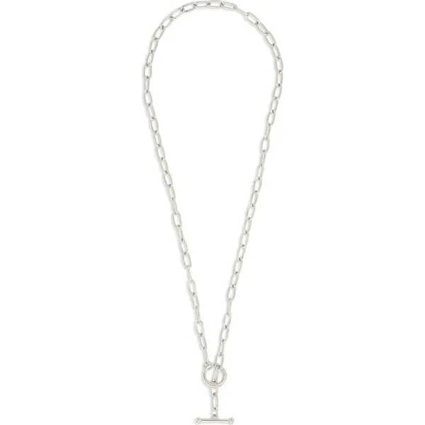 Sterling Forever Ledger Paper Clip Chain Toggle Necklace - Silver