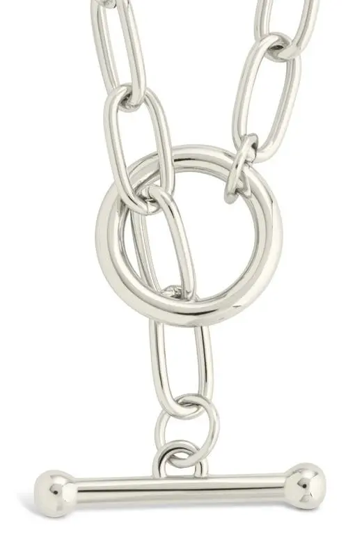 Sterling Forever Ledger Paper Clip Chain Toggle Necklace