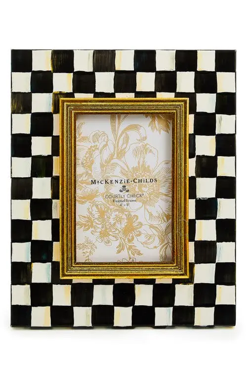 MACKENZIE-CHILDS Courtly Check Enameled Steel 4 X 6-inch Picture Frame - Black/ White