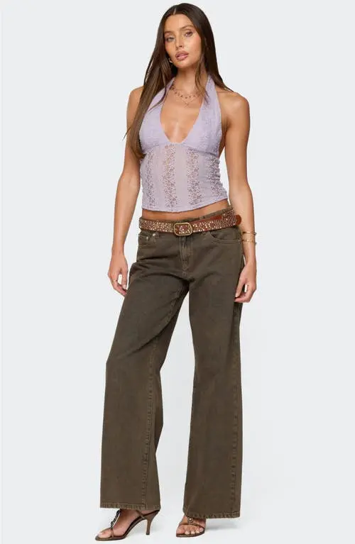 EDIKTED Naya Textured Lace Halter Top