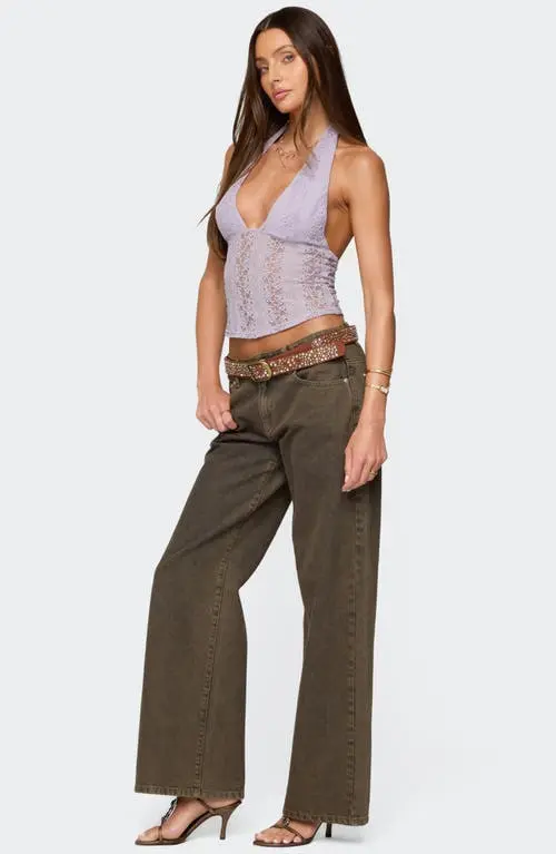 EDIKTED Naya Textured Lace Halter Top