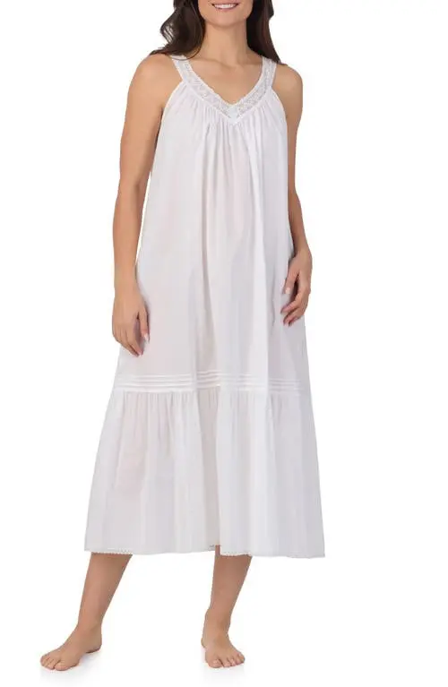 Eileen West Sleeveless Cotton Lawn Ballet Nightgown - White