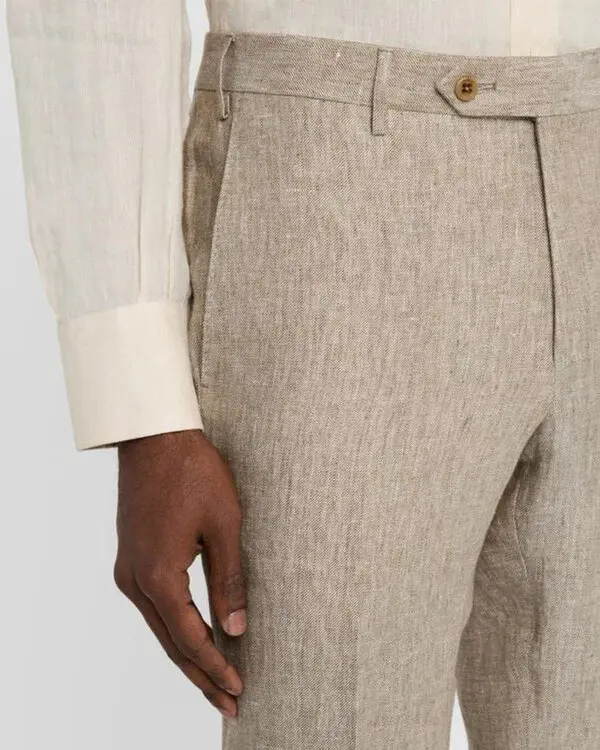 Zanella Parker Linen Flat-front Pants - Sand