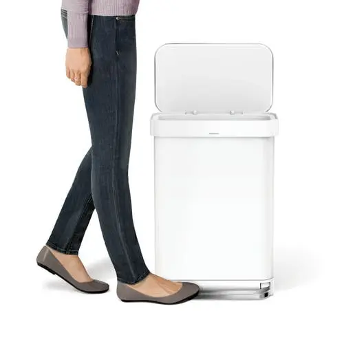 SIMPLEHUMAN 55l Rectangular Step Can With Liner Pocket - White