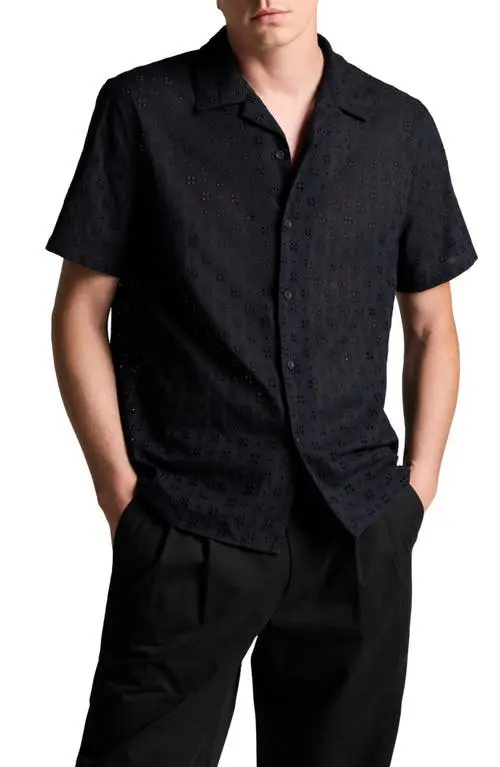 Vince Floral Eyelet Cotton Camp Shirt - Coastal