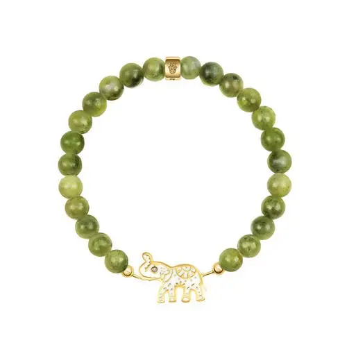 KARMA AND LUCK Grounded In Luck Jade Elephant Bracelet - Green/white