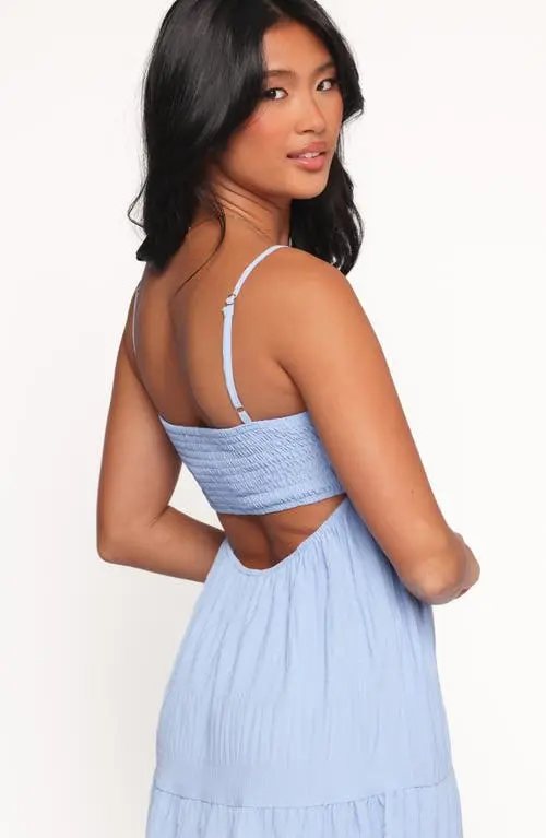 Petal & Pup Nina Back Cutout Tiered Maxi Dress In Dusty Blue - 25% Off |  Editorialist